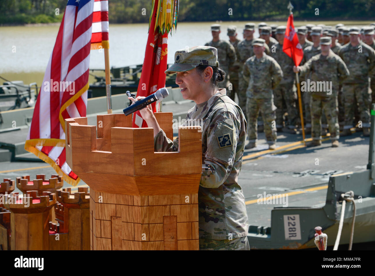 LTC Estee Pinchasin addresses the gathering during the 502D Multi-Role ...