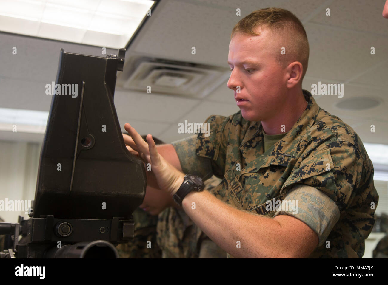 U.S. Marine Corps Pfc. Dustin Lueloff, a student attending the Military ...