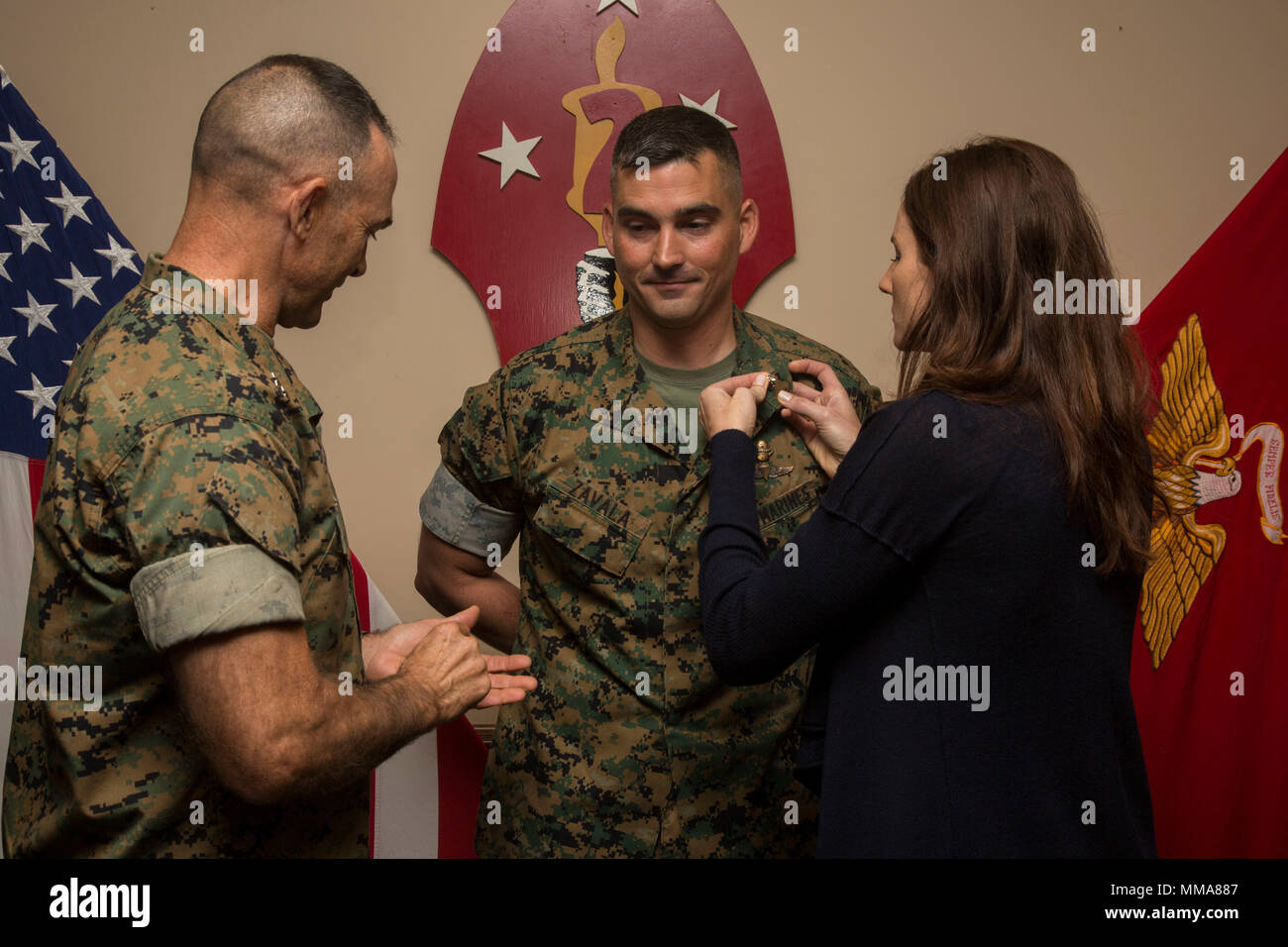 U.S. Marine Corps Lt. Col. Francisco X. Zavala is pinned by Maj. Gen ...