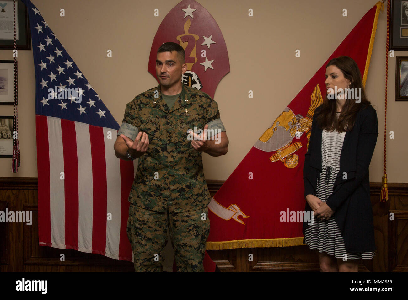 U.S. Marine Corps Lt. Col. Francisco X. Zavala gives his remarks ...