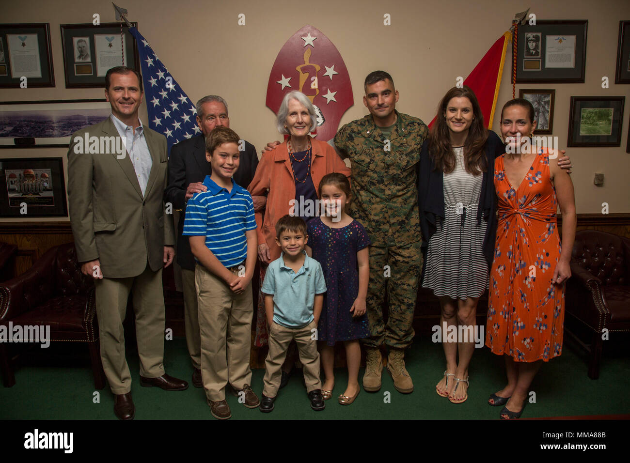 U.S. Marine Corps Lt. Col. Francisco X. Zavala poses with his family ...