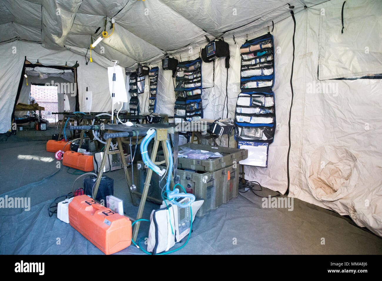 Interior of the Shock Trauma Platoon (STP) Field Surgical Tent at the ...