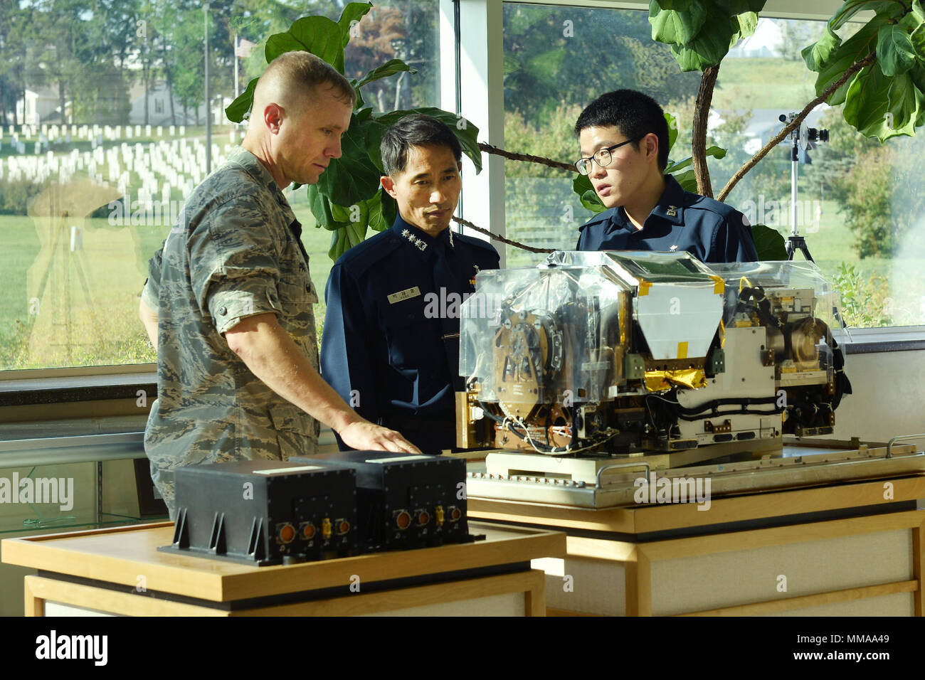 Col. Jason Patla, 2nd Weather Group commander, shows Col. Jae Hong Park ...