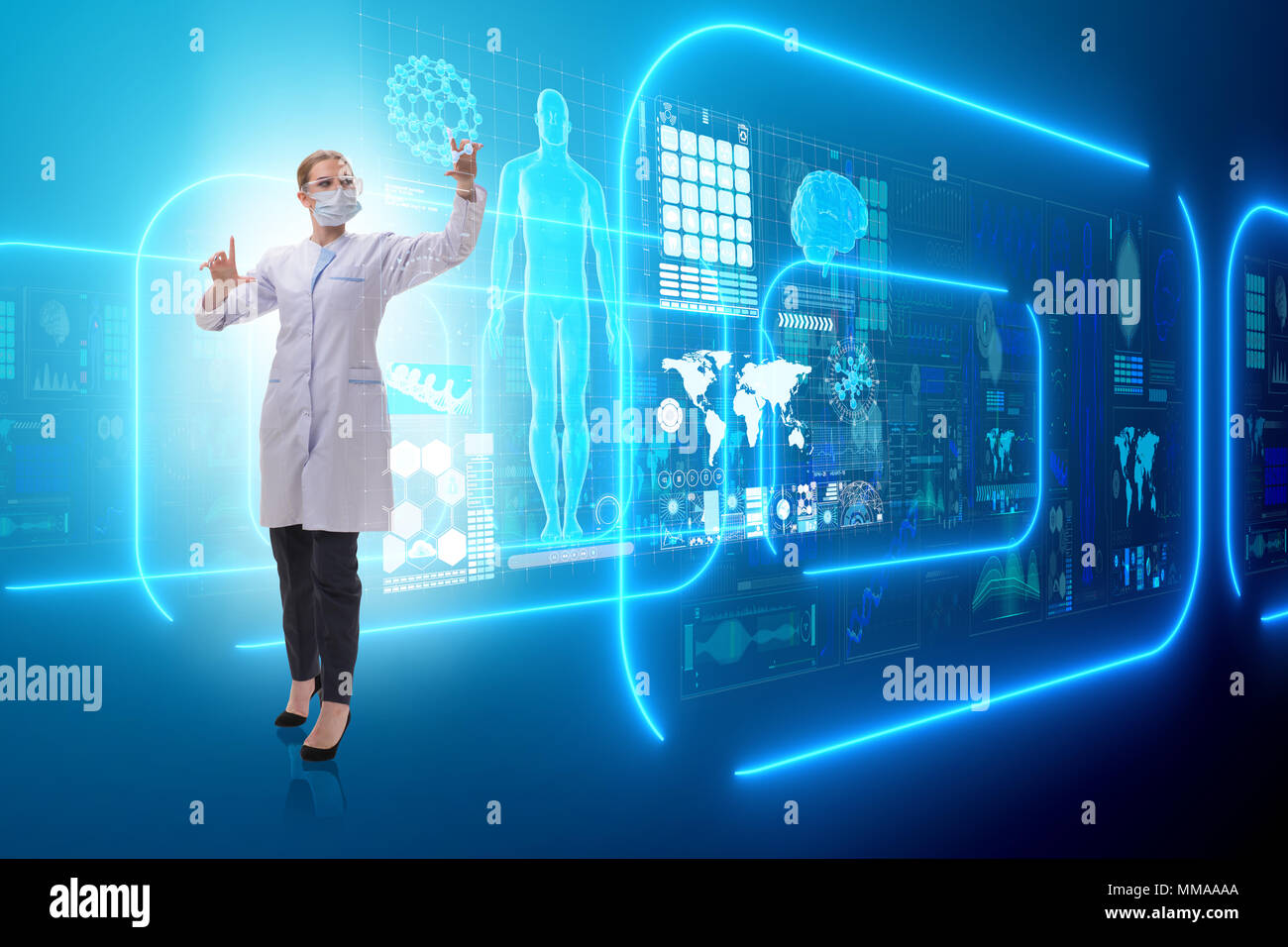 Woman doctor in telemedicine futuristic concept Stock Photo - Alamy