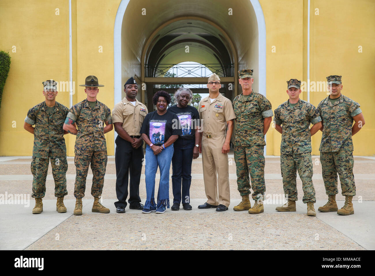 Family members of Pfc. Ralph H. Johnson, Medal of Honor recipient ...