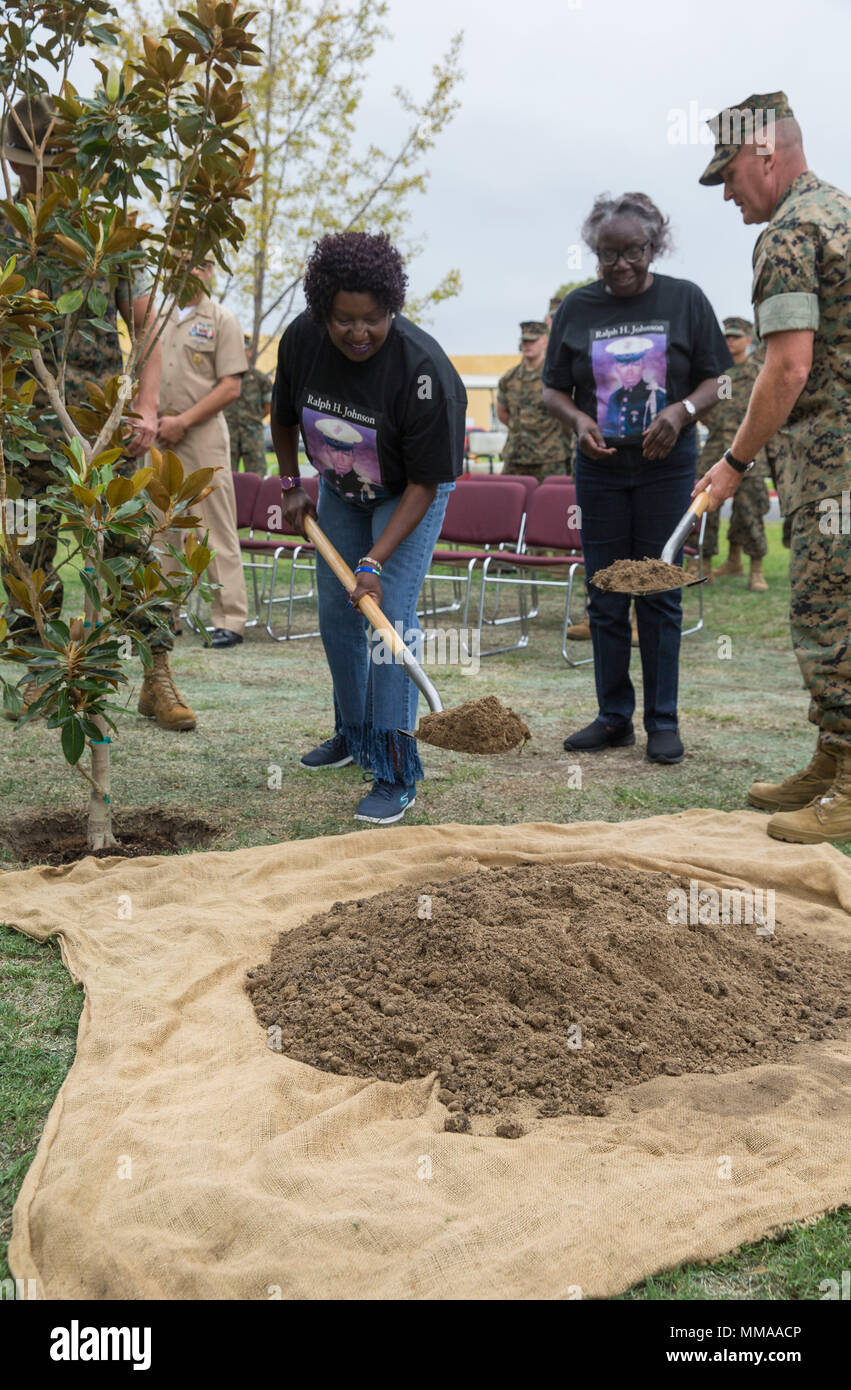 Family members of Pfc. Ralph H. Johnson, Medal of Honor recipient ...
