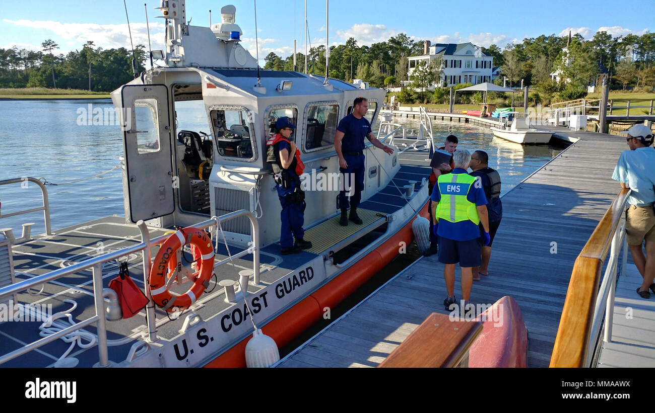 A Coast Guard 45-foot Response Boat-Medium crew from Station Hobucken ...