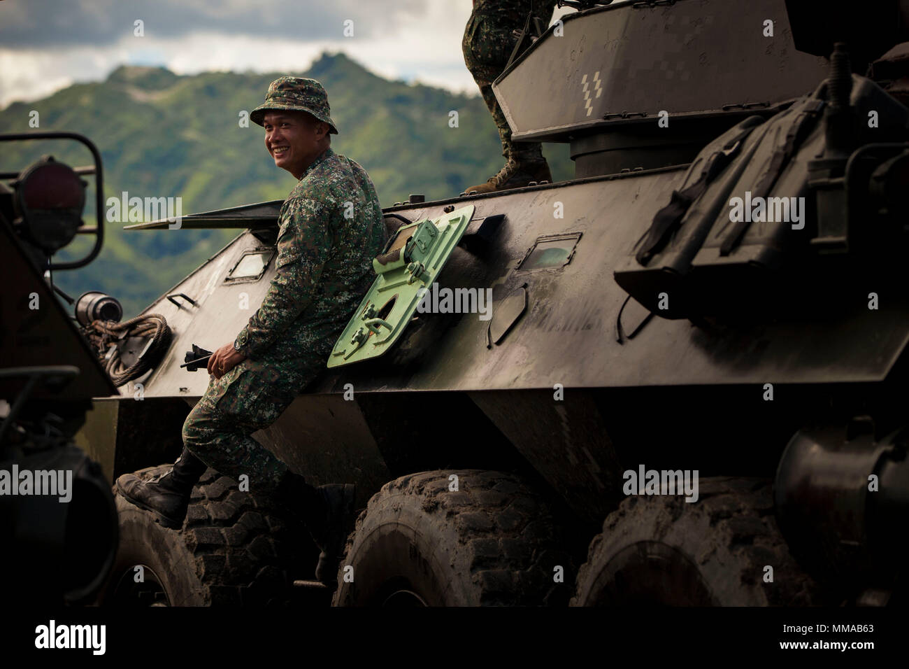 Philippine Marine Sgt. Robert A. Aquino with 71st Marine Company ...