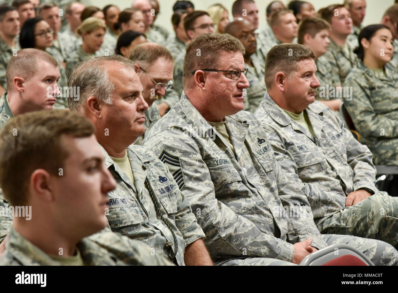 Airmen of the 117th Air Refueling Wing, Birmingham, Alabama listen as ...