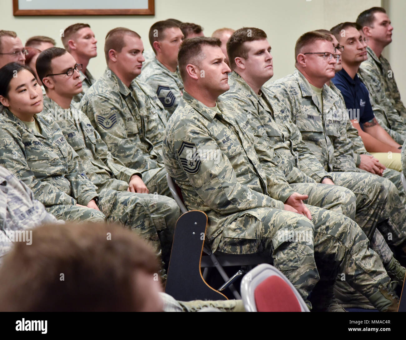 Airmen of the 117th Air Refueling Wing, Birmingham, Alabama listen as ...