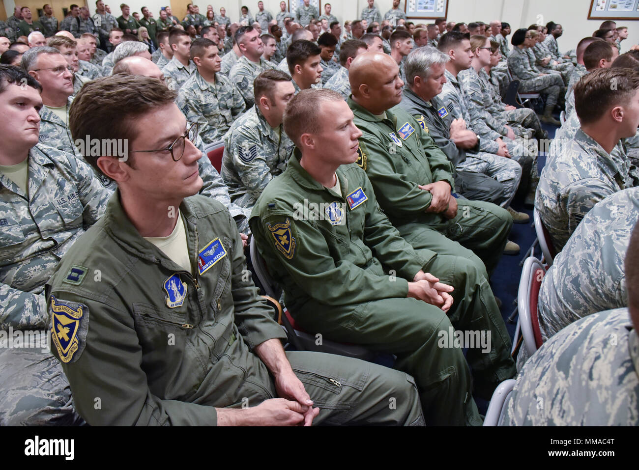 Airmen of the 117th Air Refueling Wing, Birmingham, Alabama listen as ...