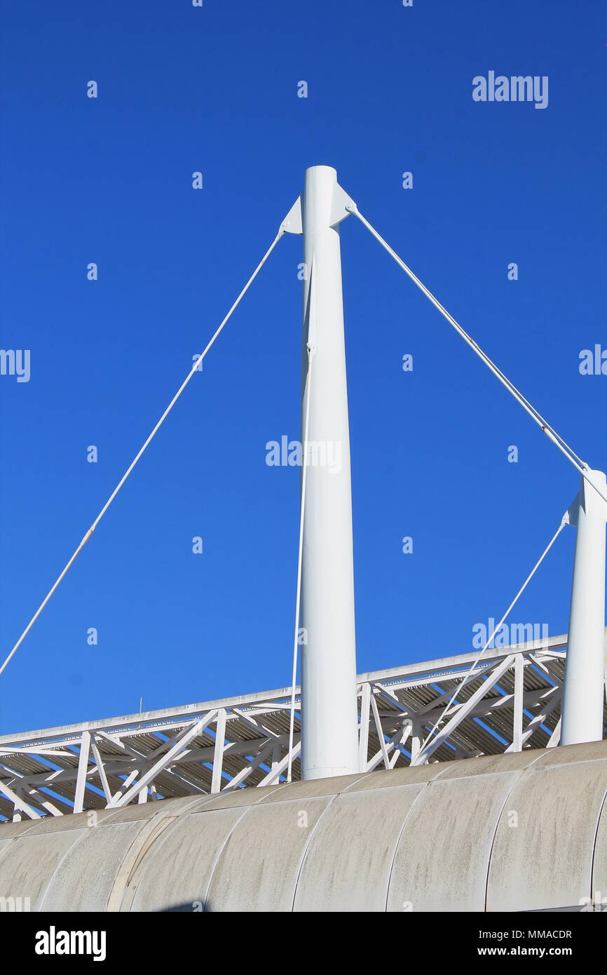 White architectural structure with blue sky background Stock Photo - Alamy