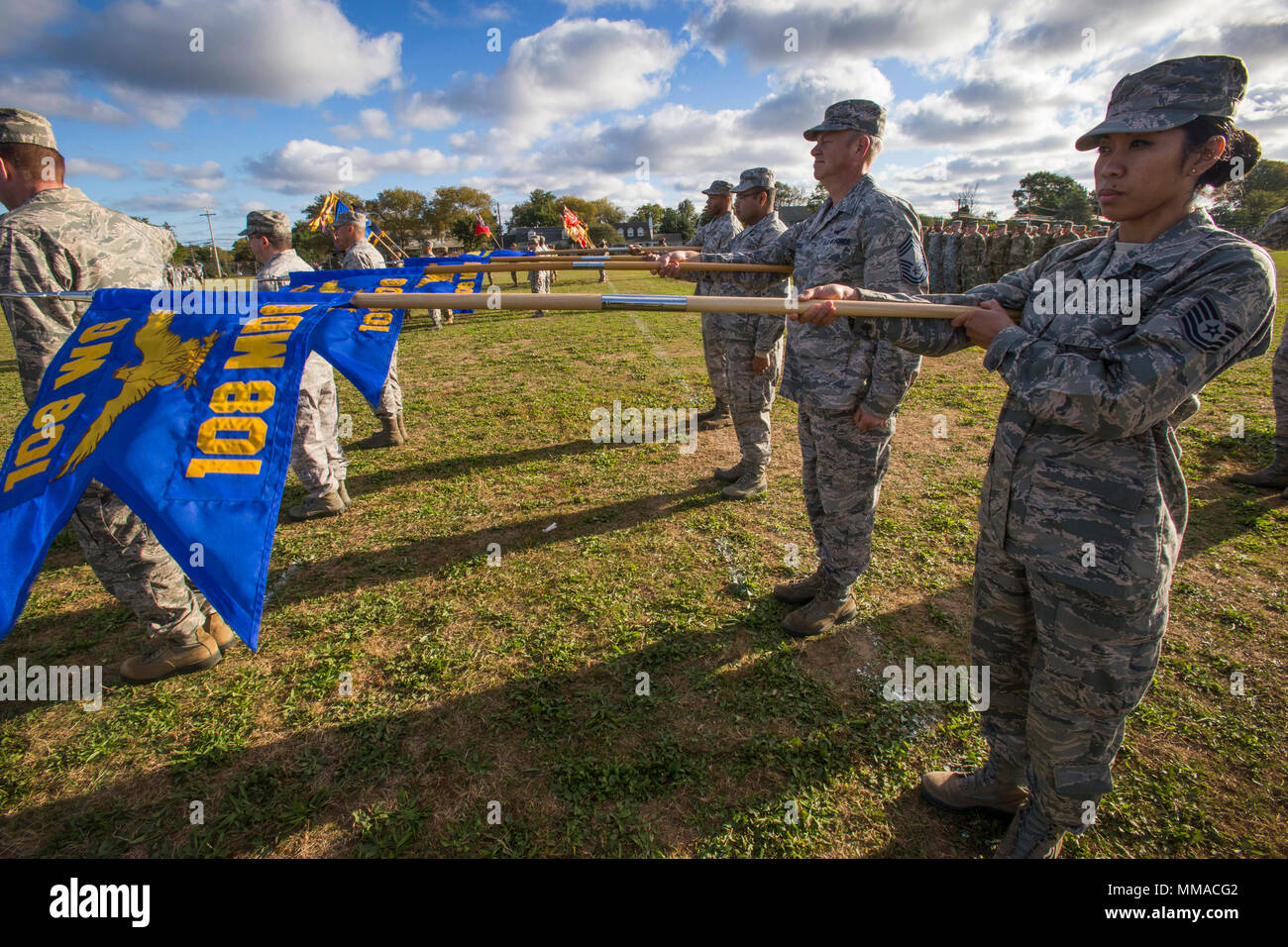 U.S. Air Force Airmen guidon bearers with the 108th Wing, New Jersey ...