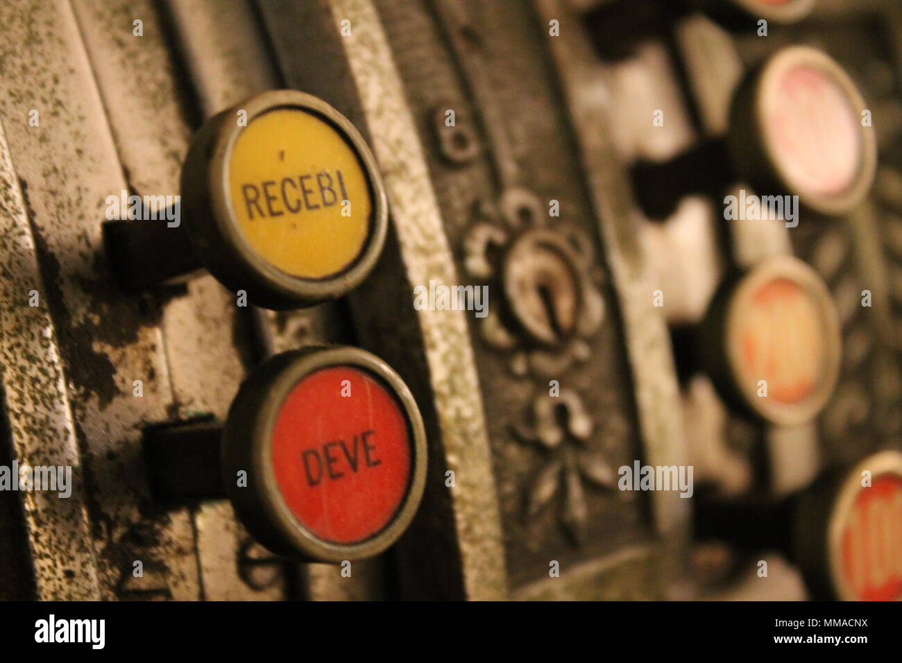 Antique metal cash register Stock Photo - Alamy