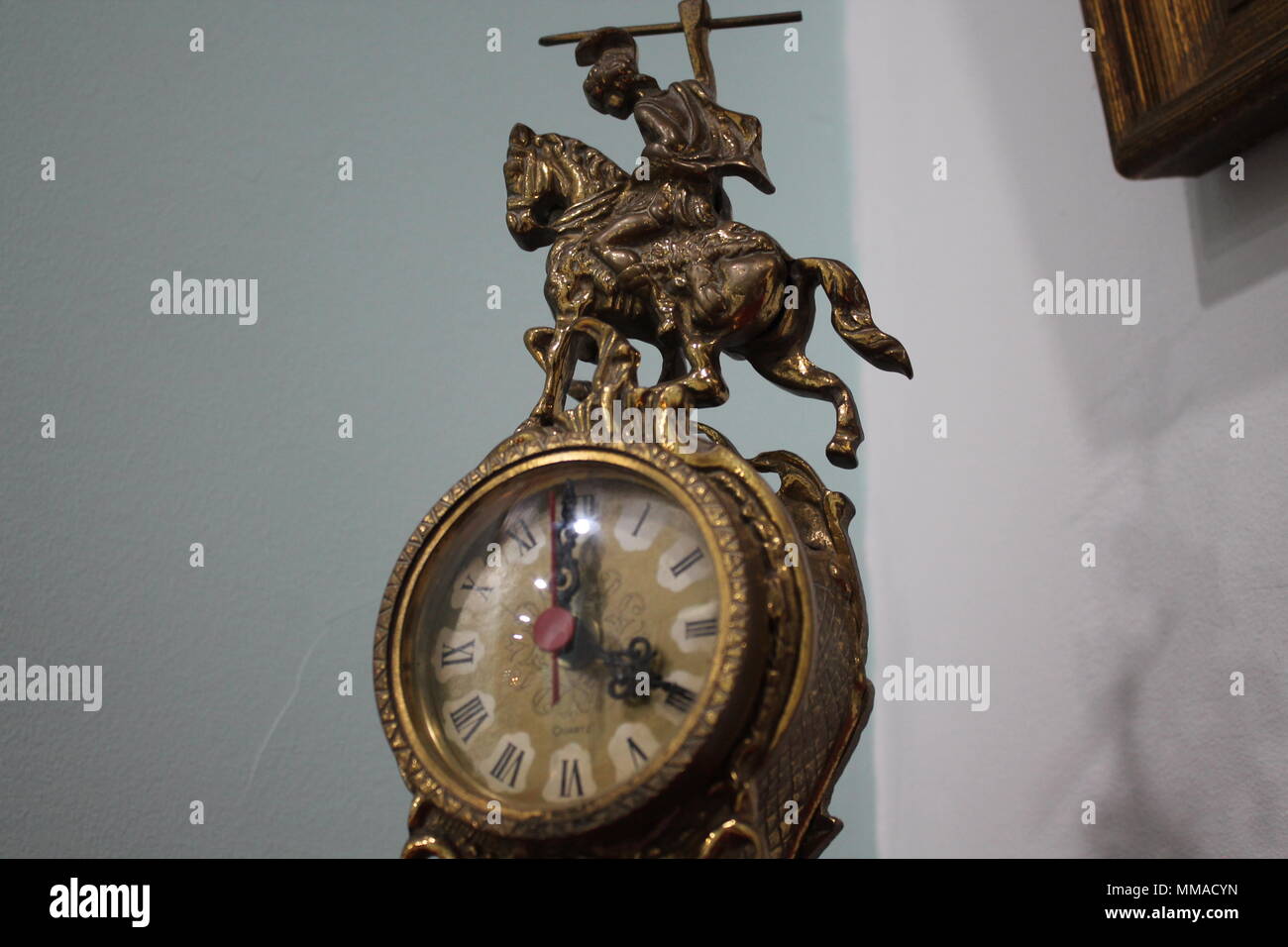 Antique carved metal table clock Stock Photo - Alamy