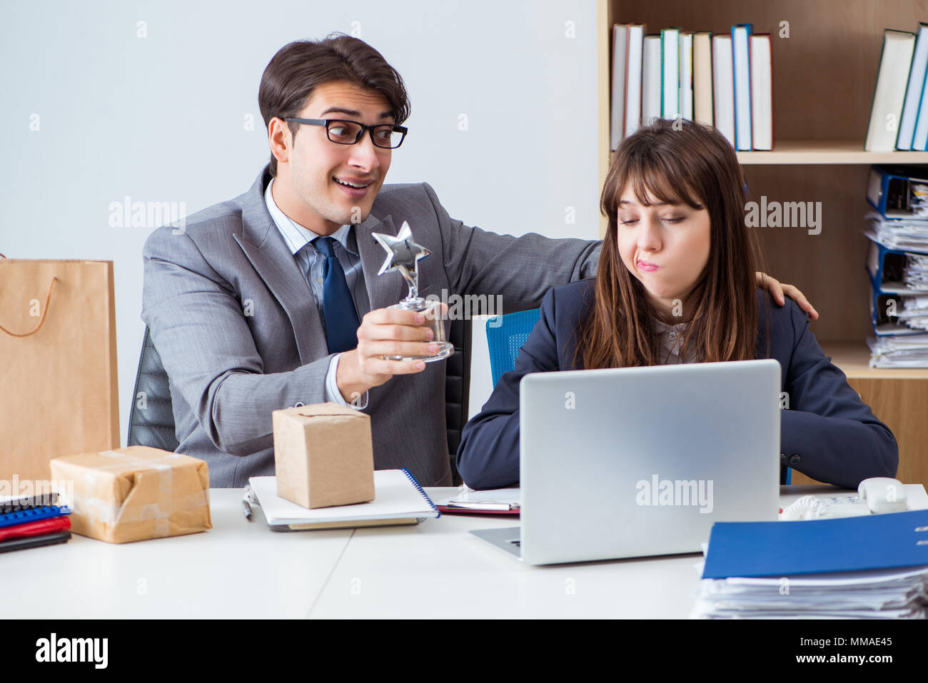 Business people receiving new mail and parcels Stock Photo - Alamy