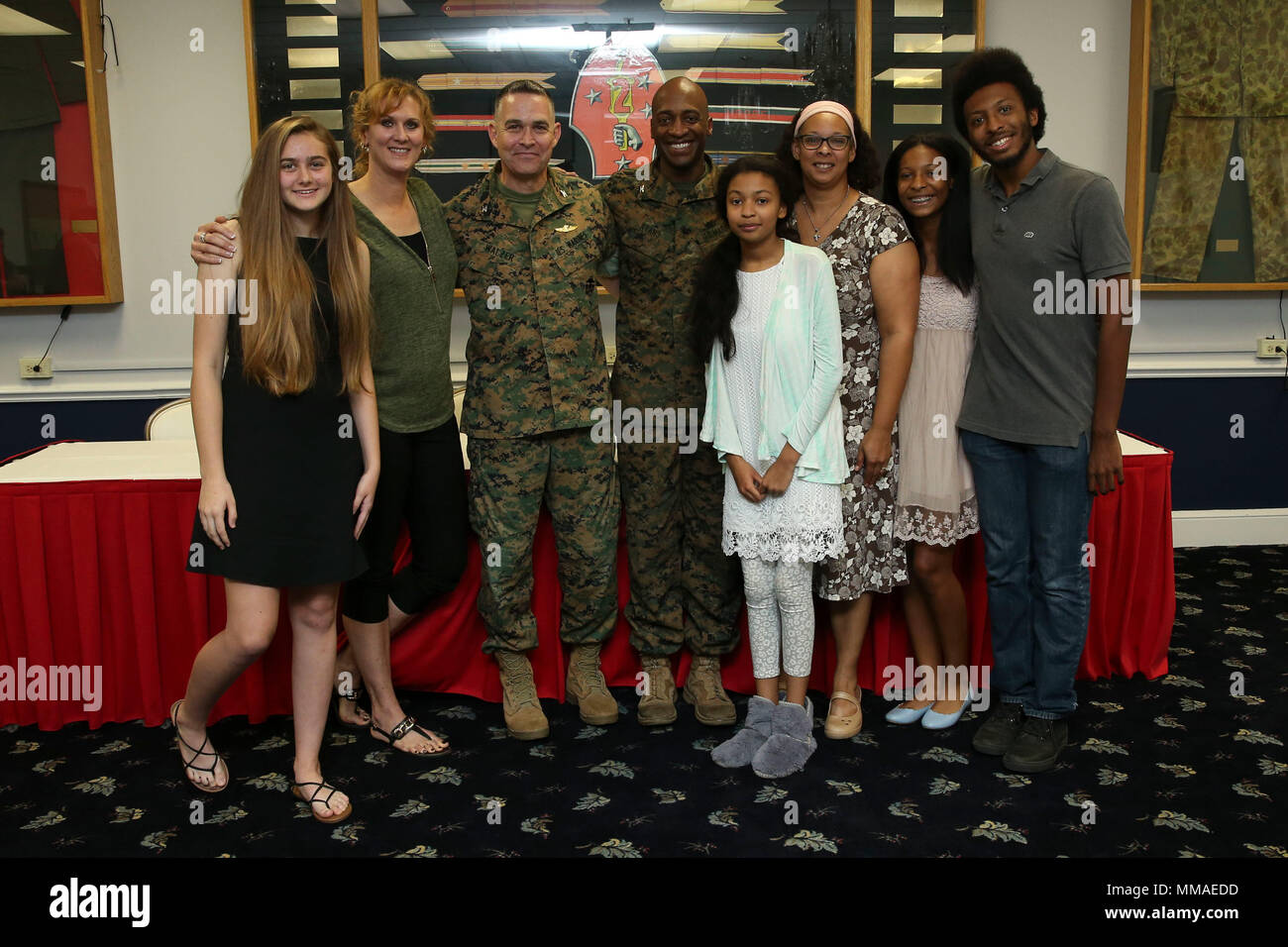 U.S. Marine Corps Col. Jordan Walzer and Col. James Ryans pose with ...