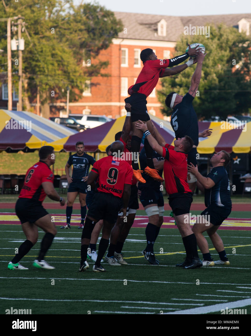 U.S. Marines assigned to the All Marine Rugby Team and Royal Sailors ...