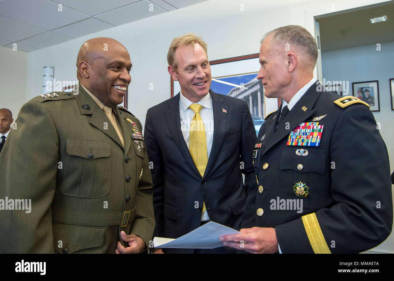 Deputy Secretary of Defense Pat Shanahan meets with outgoing Defense ...