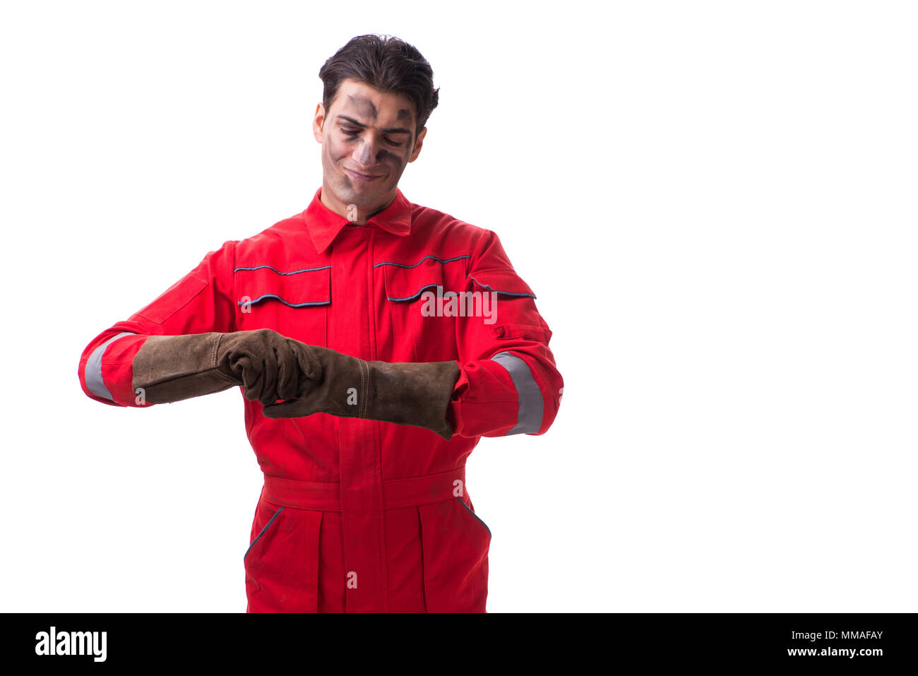 Contractor employee isolated on white background Stock Photo - Alamy