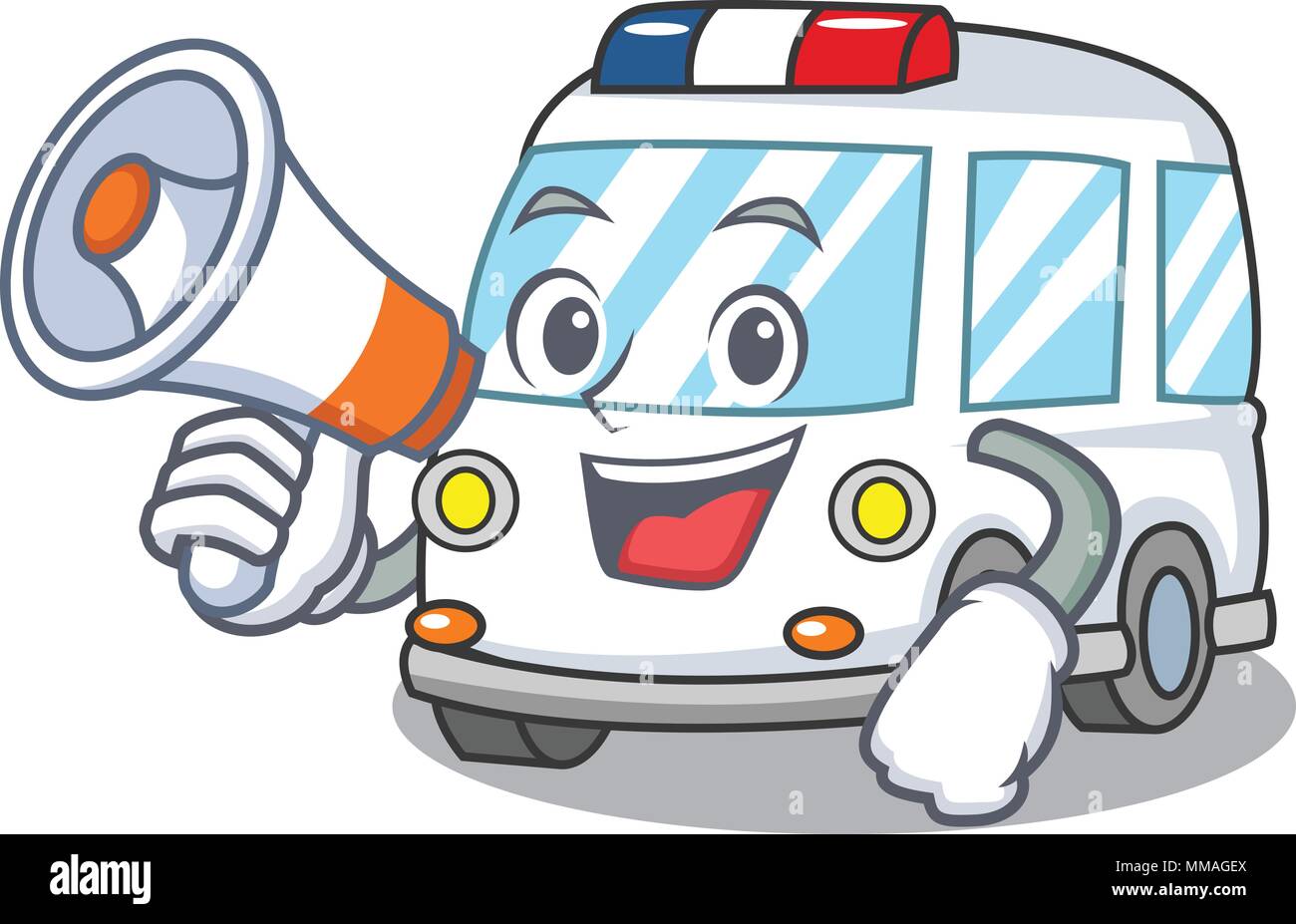 With megaphone ambulance character cartoon style Stock Vector Image ...