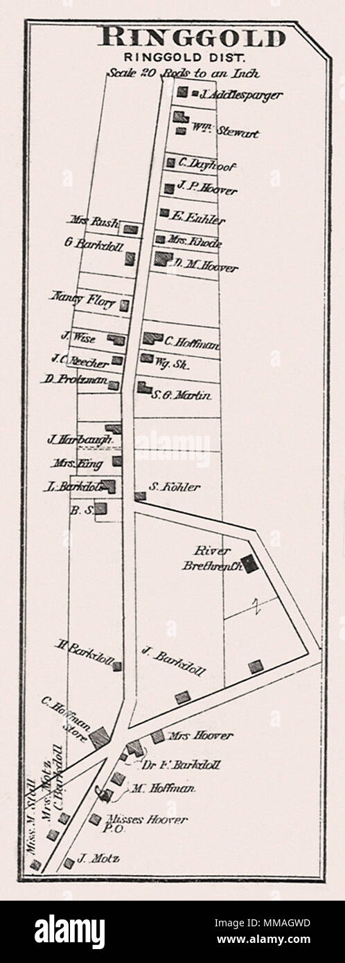 Map of Ringgold. 1877 Stock Photo - Alamy