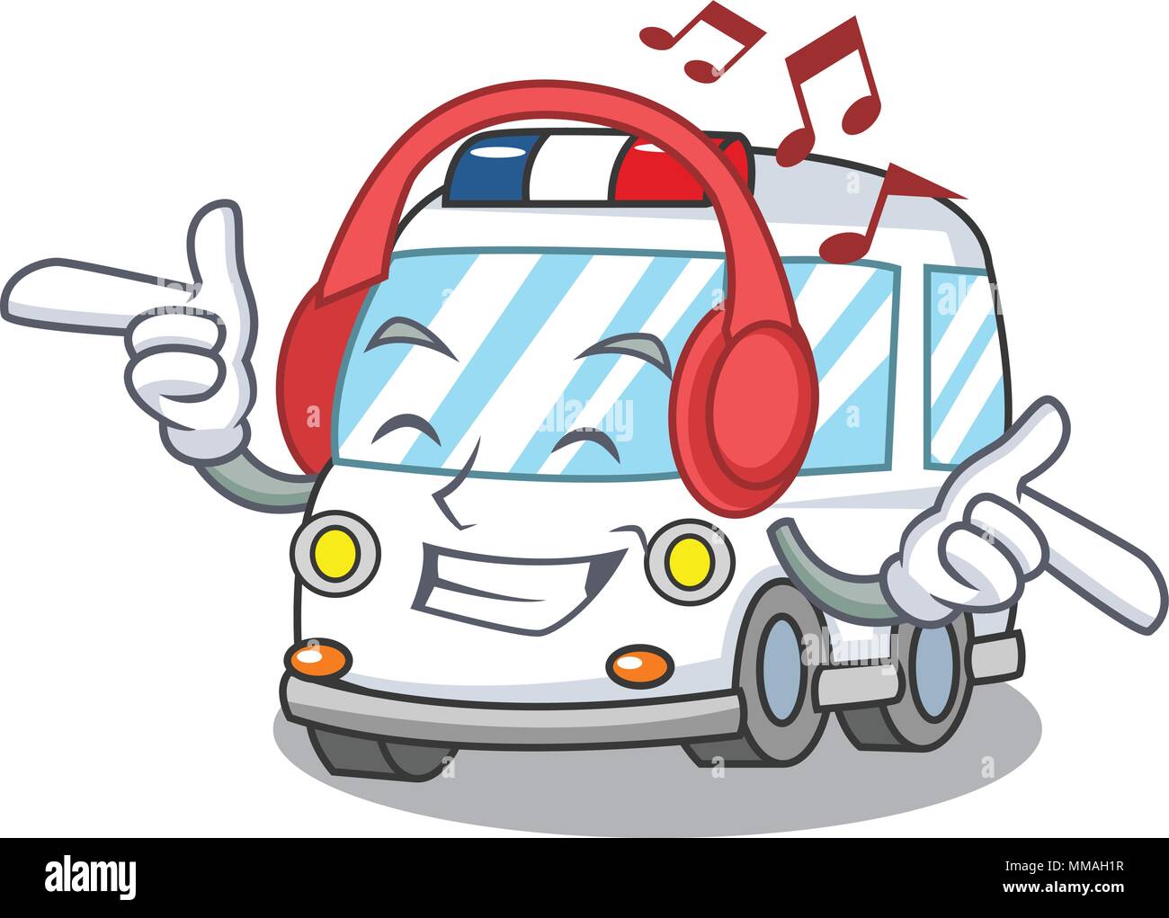 Listening music ambulance mascot cartoon style Stock Vector Image & Art ...