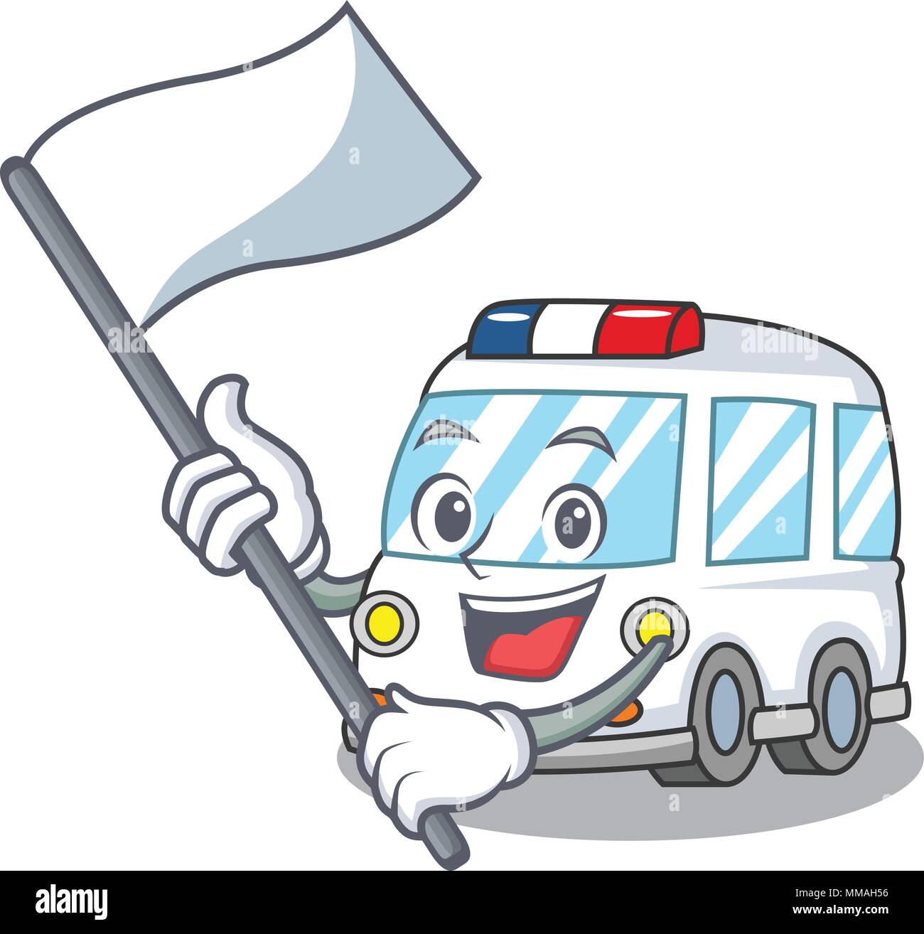 With flag ambulance mascot cartoon style Stock Vector Image & Art - Alamy