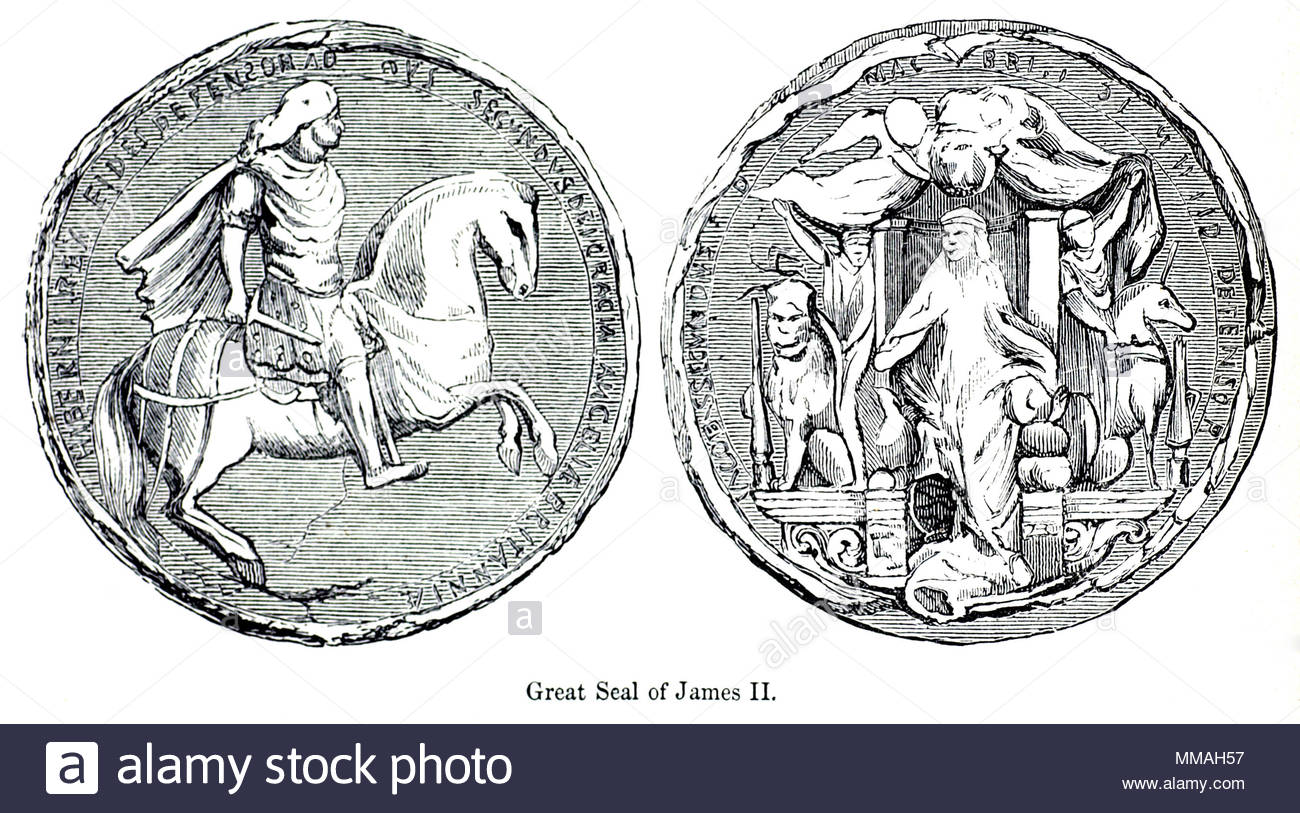 Great Seal of King James II, 14 October 1633 – 16 September 1701, was ...