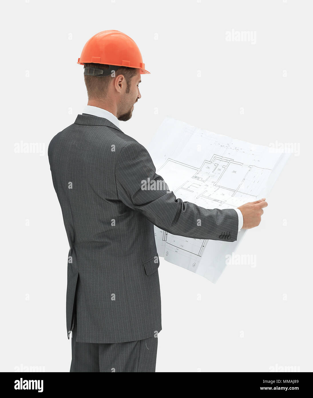 closeup.portrait of architect with blueprints Stock Photo - Alamy