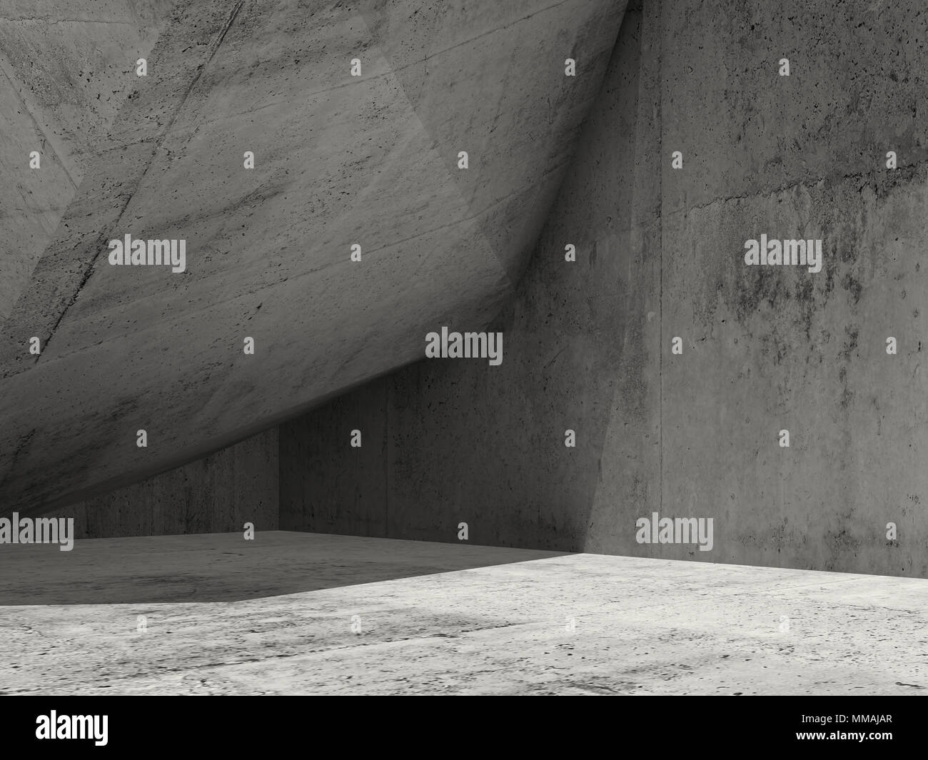Abstract dark concrete interior, contemporary minimal architecture ...