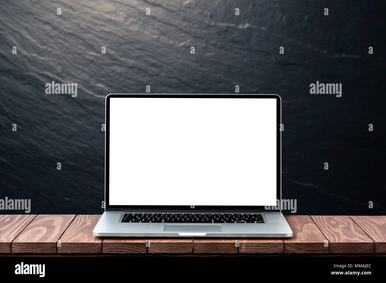 Modern laptop with empty screen. Front view Stock Photo - Alamy