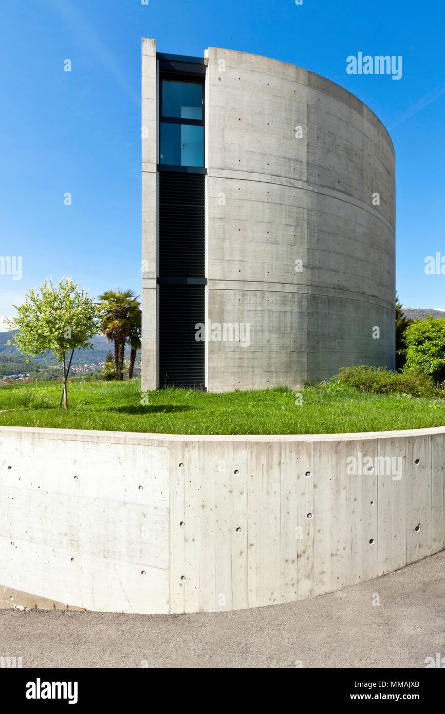 beautiful modern house in cement, outdoor, side view Stock Photo - Alamy