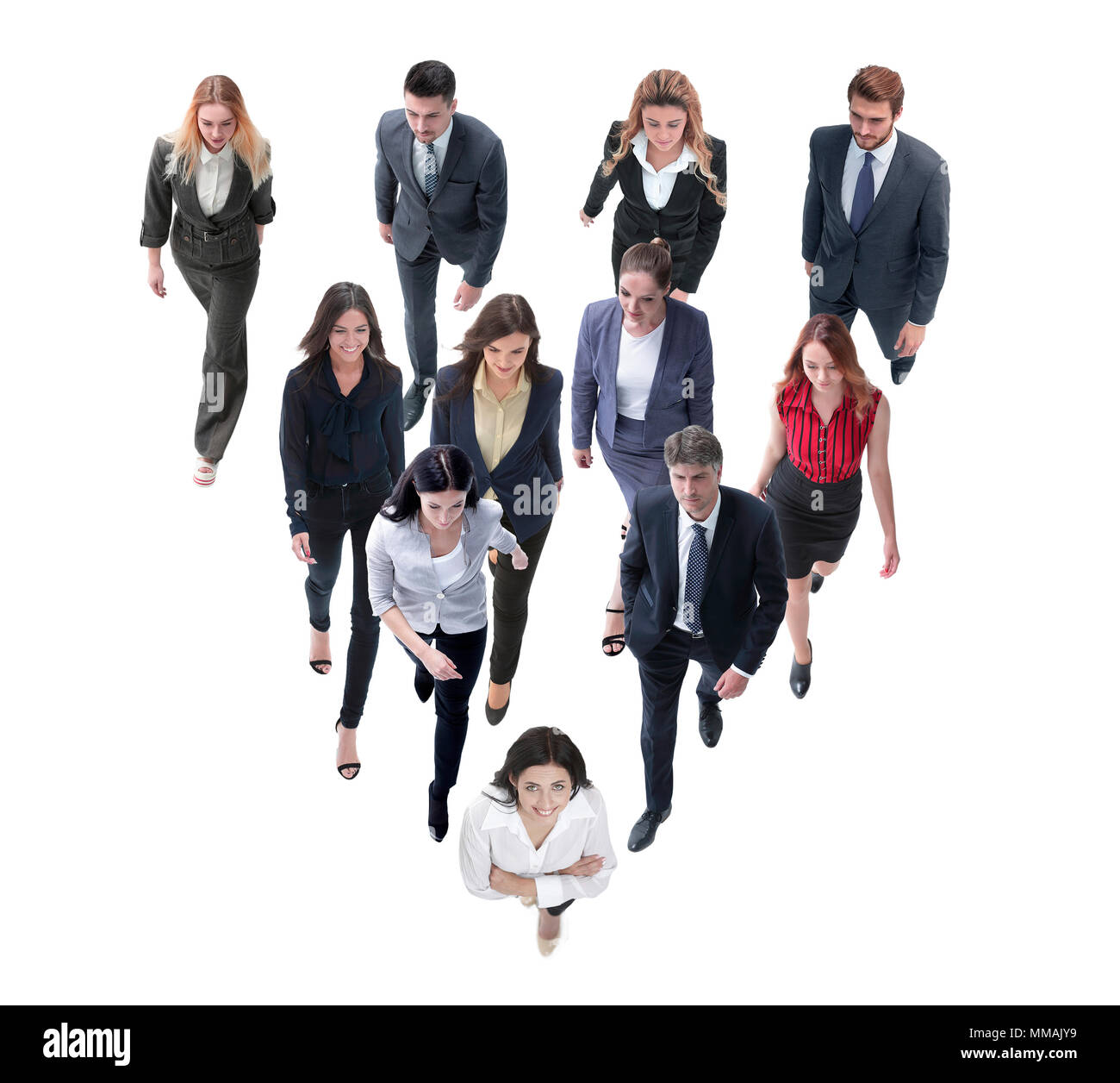 going business people behind the leader. isolated on white Stock Photo ...