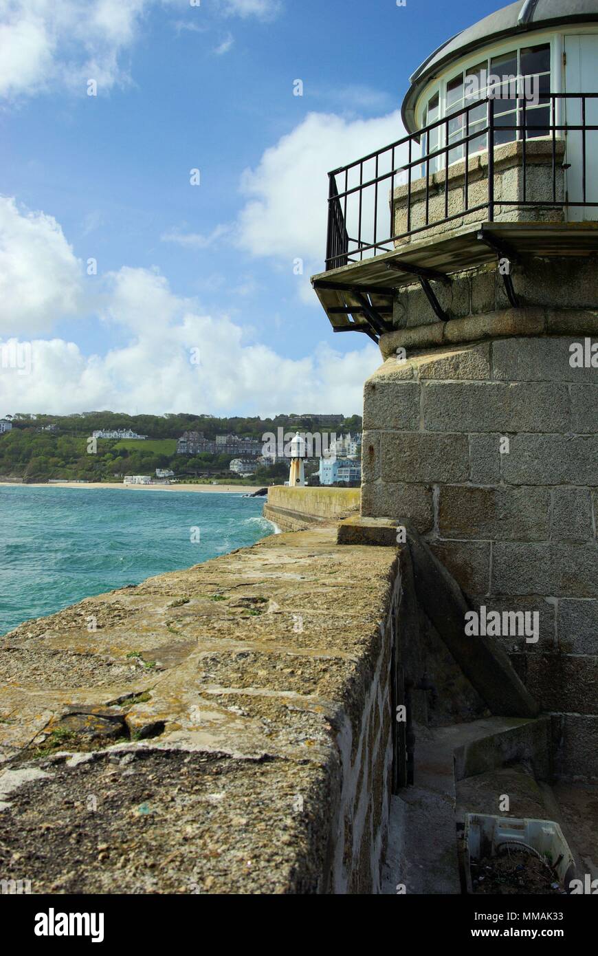 Lighthouse on St Ives Harbour Stock Photo - Alamy