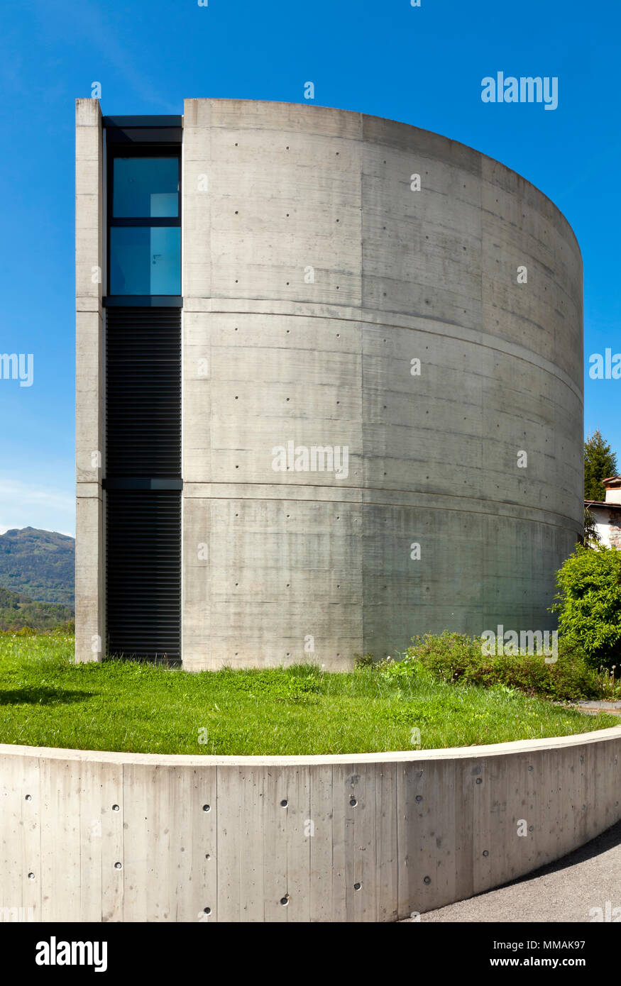 beautiful modern house in cement, outdoor, side view Stock Photo - Alamy