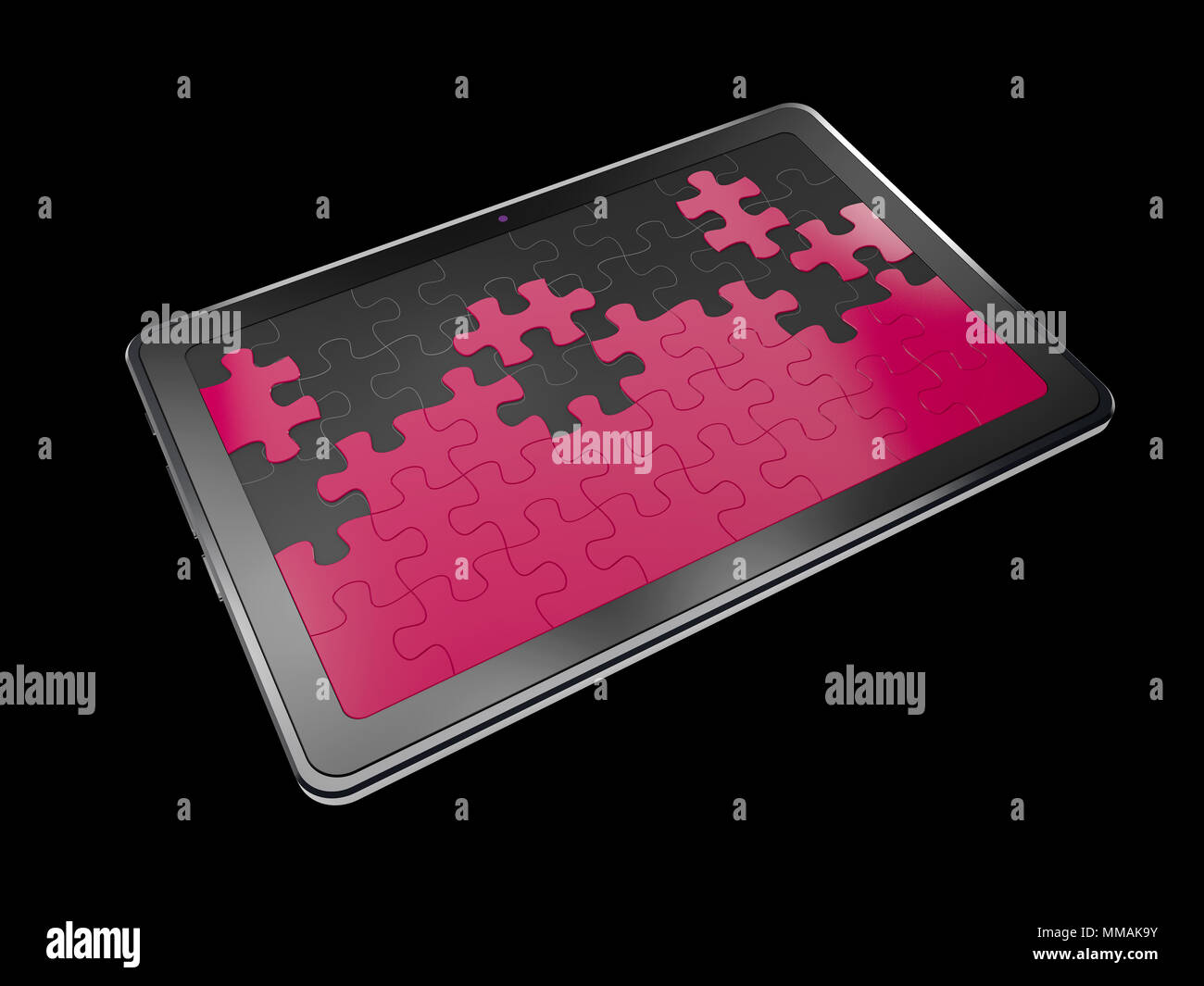 3d illustration of Jigsaw puzzles on the smartphone screen isolated ...