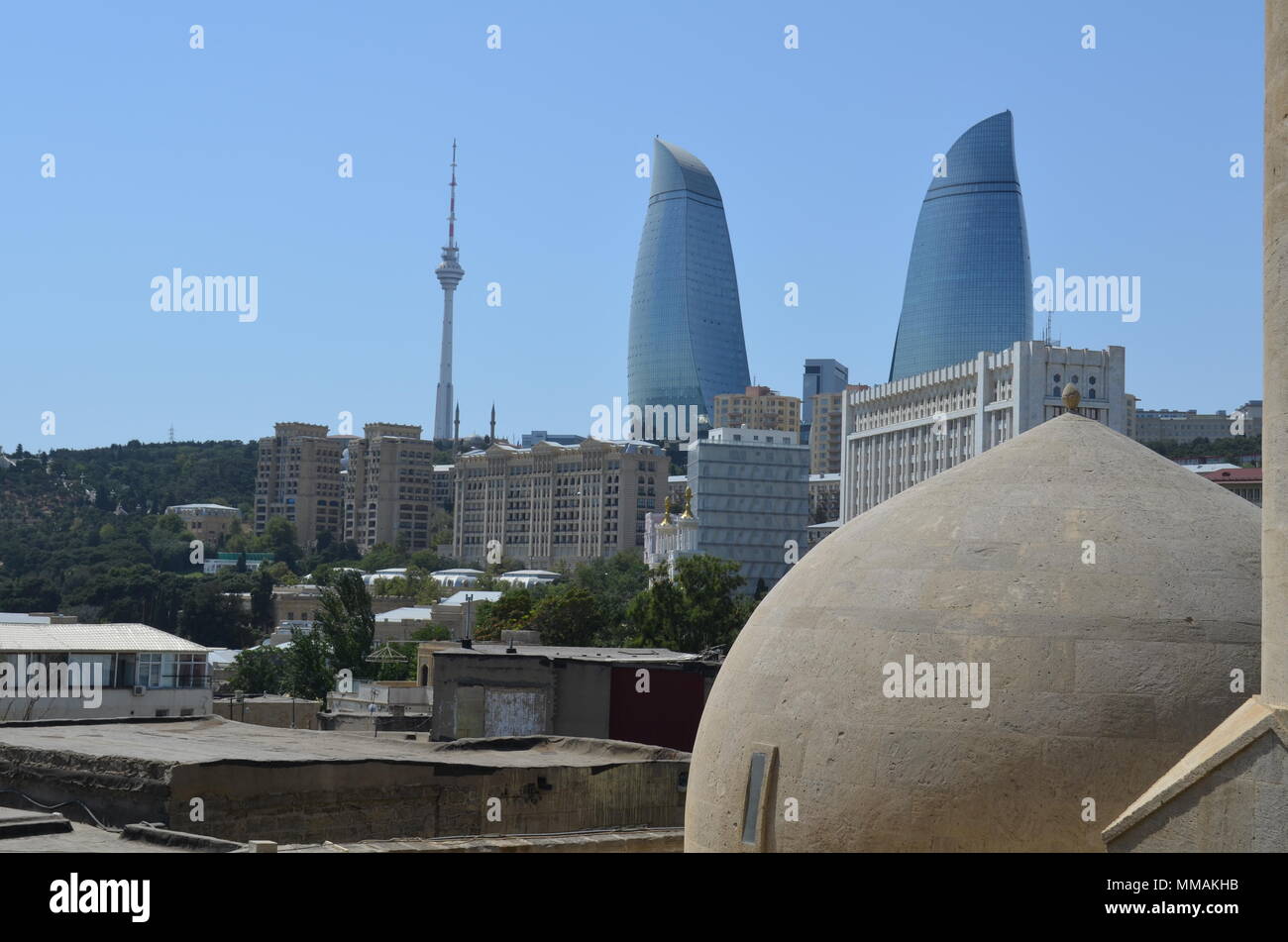 Panoramic view of Baku - the capital of Azerbaijan located by the ...
