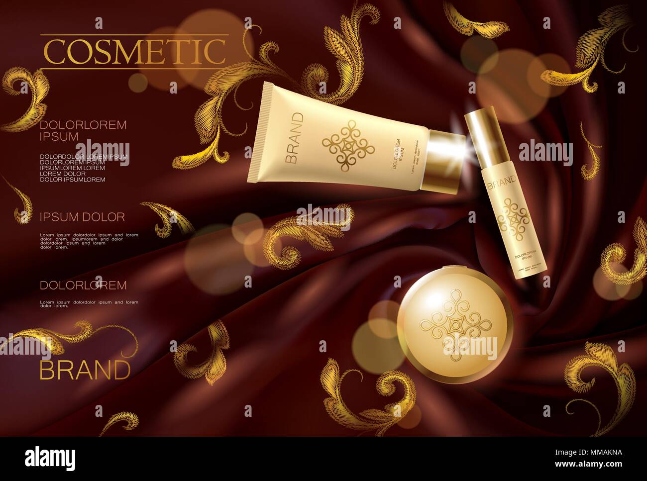 Embroidery silk cosmetic ad face woman makeup promotional poster ...