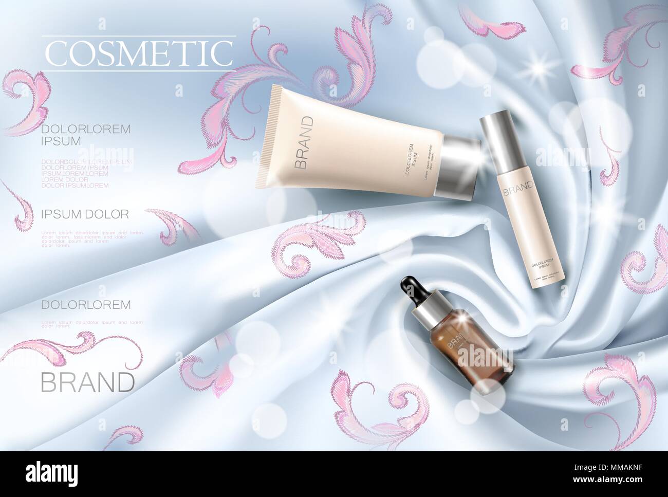 Embroidery silk cosmetic ad face woman makeup promotional poster ...