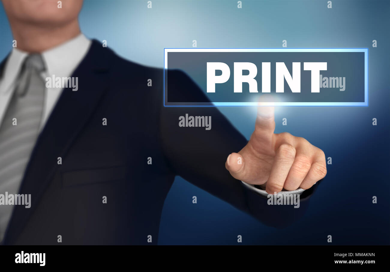 print pushing concept 3d illustration Stock Photo - Alamy