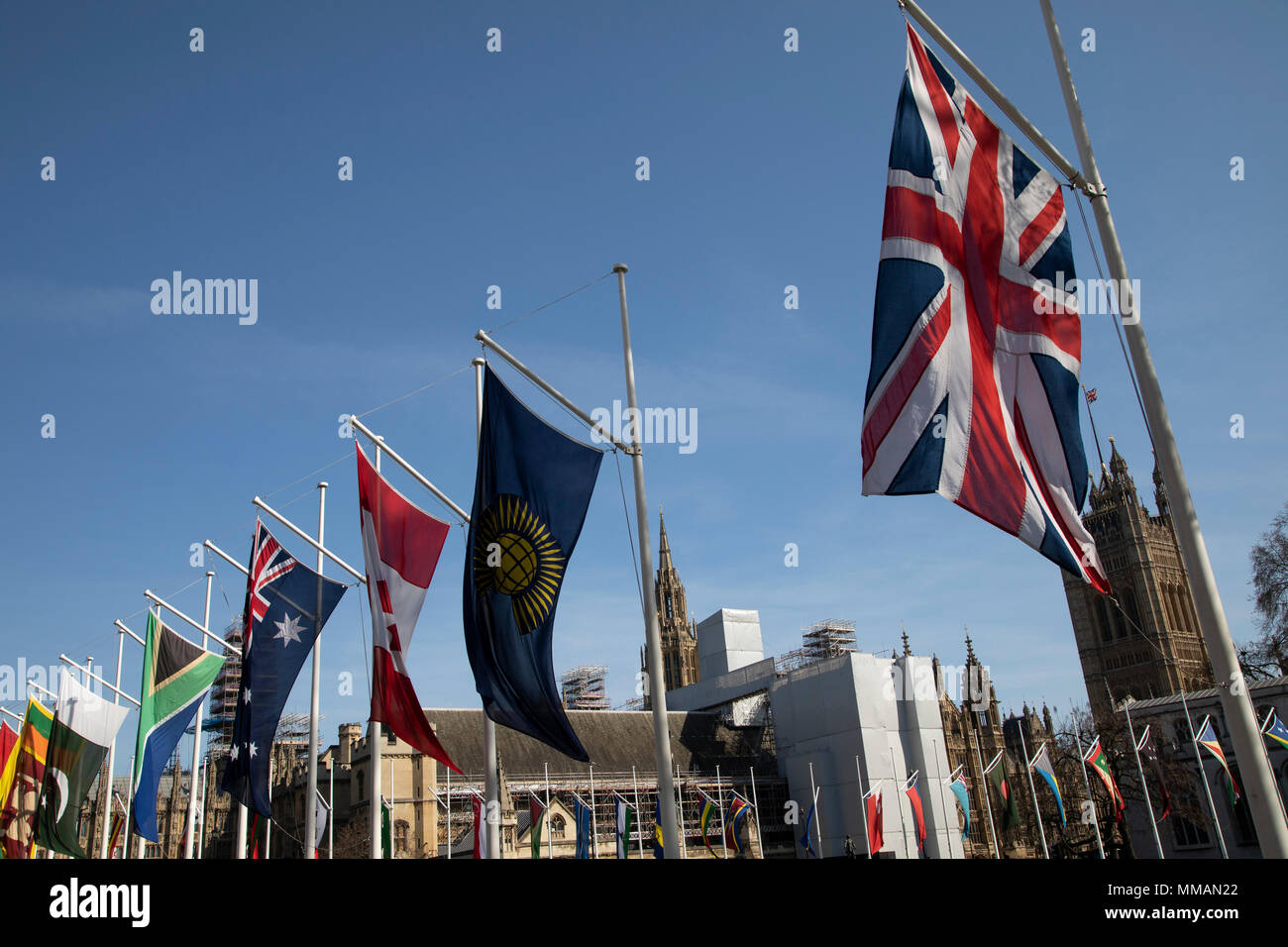 Flags of the Commonwealth flying to celebrate the week of Commonwealth ...