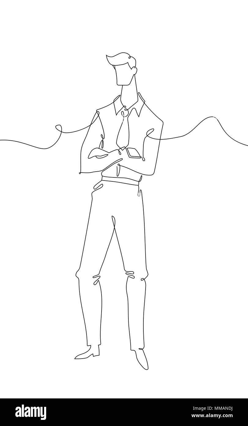 Businessman - one line design style illustration Stock Vector Image ...