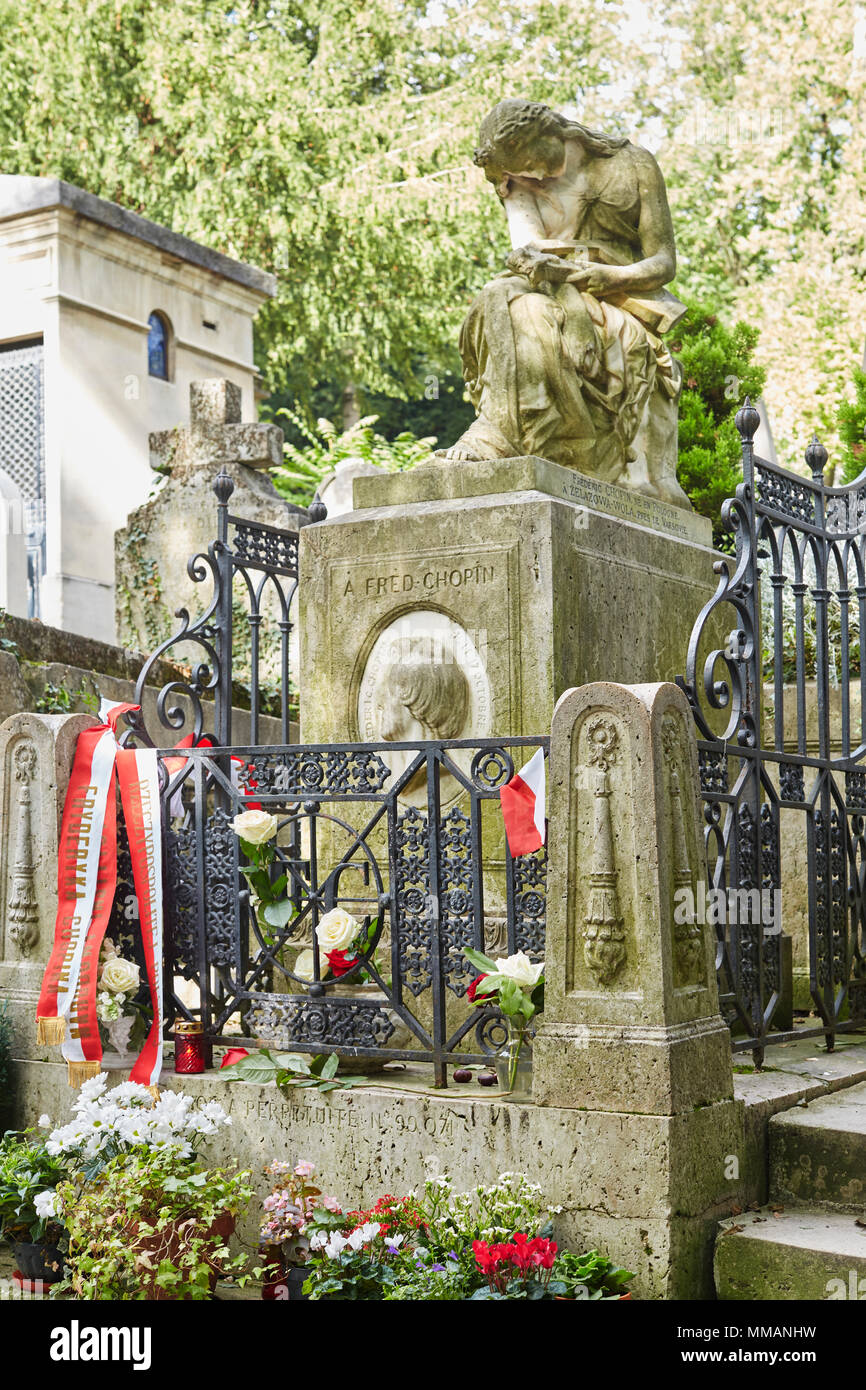 Burial of Frédéric Chopin. Pere Lachaise cementery in Paris Stock Photo ...
