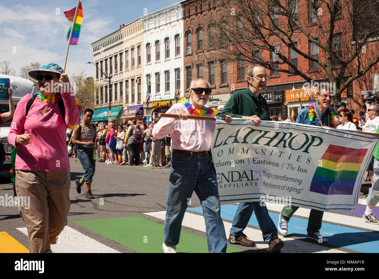 Gay Pride celebration on a sunny day in Northampton, Massachusetts ...