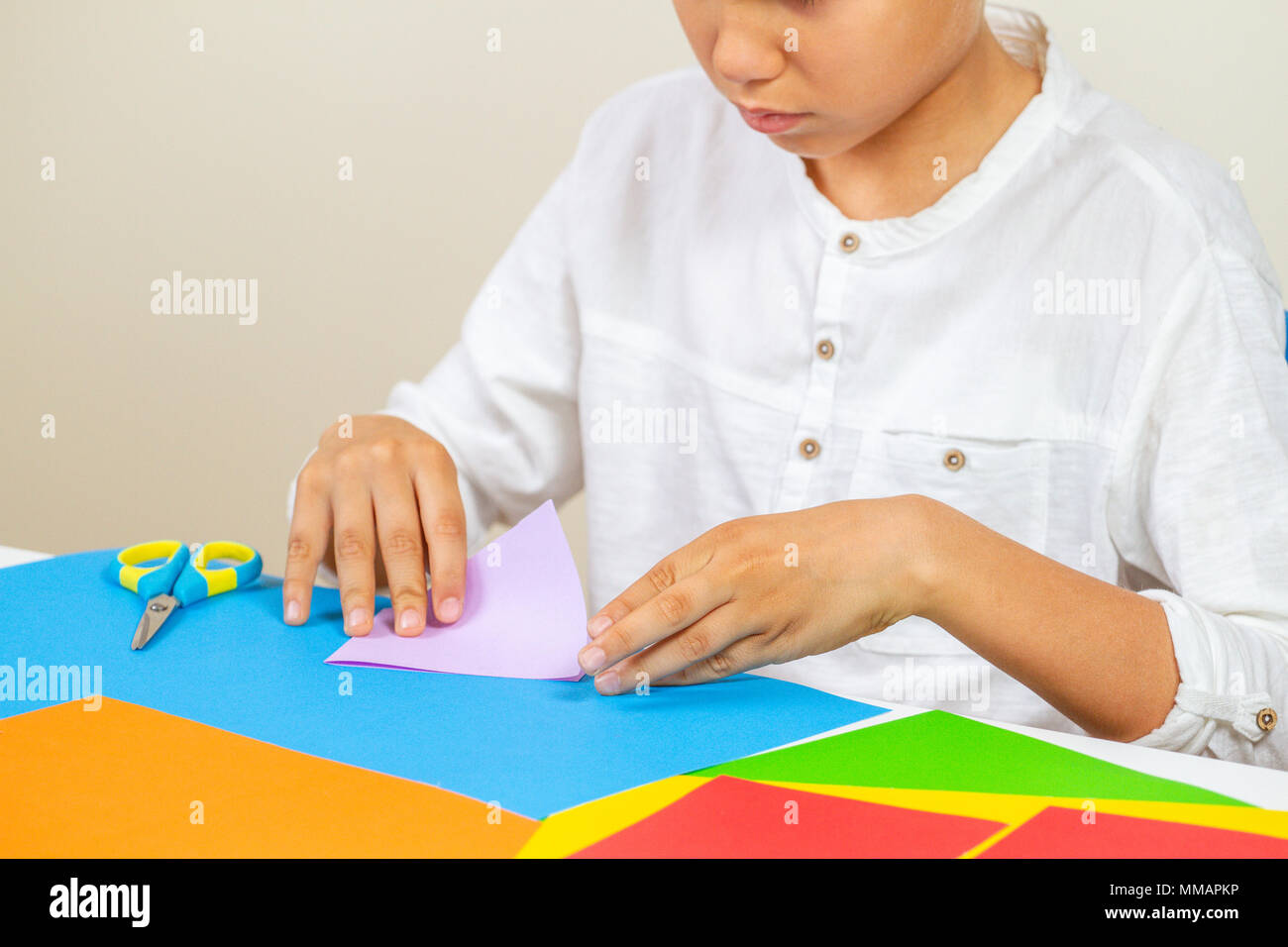 Child craft table scissors hi-res stock photography and images - Alamy