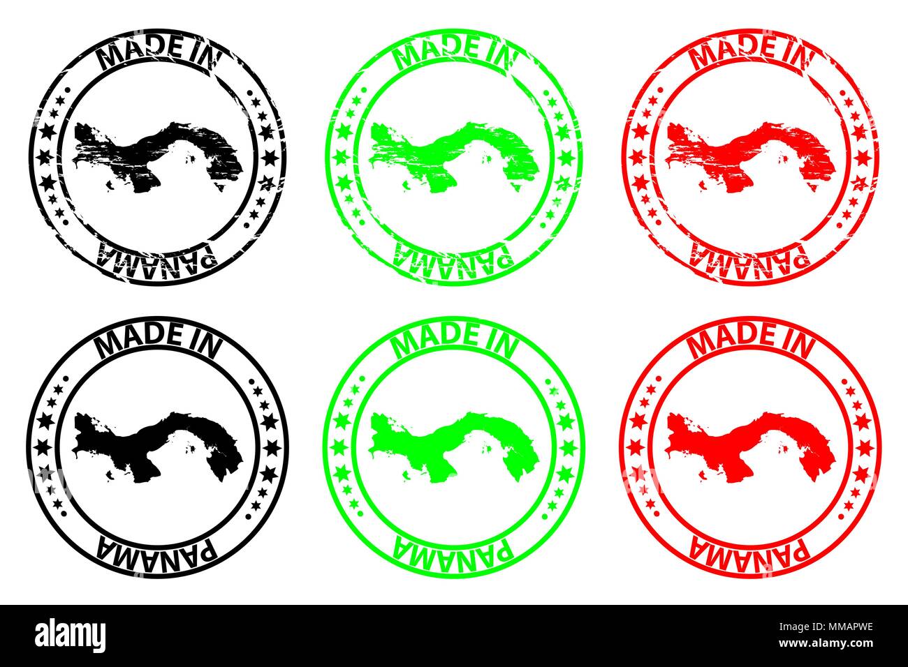 Made in Panama - rubber stamp - vector, Panama map pattern - black ...