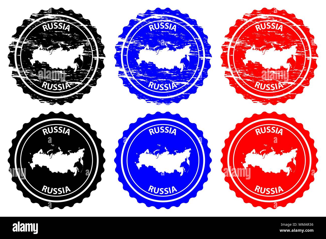 Russia - rubber stamp - vector, Russia map pattern - sticker - black ...