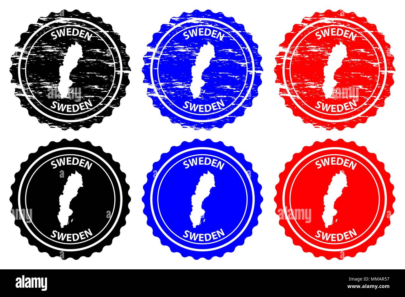 Sweden - rubber stamp - vector, Kingdom of Sweden map pattern - sticker ...