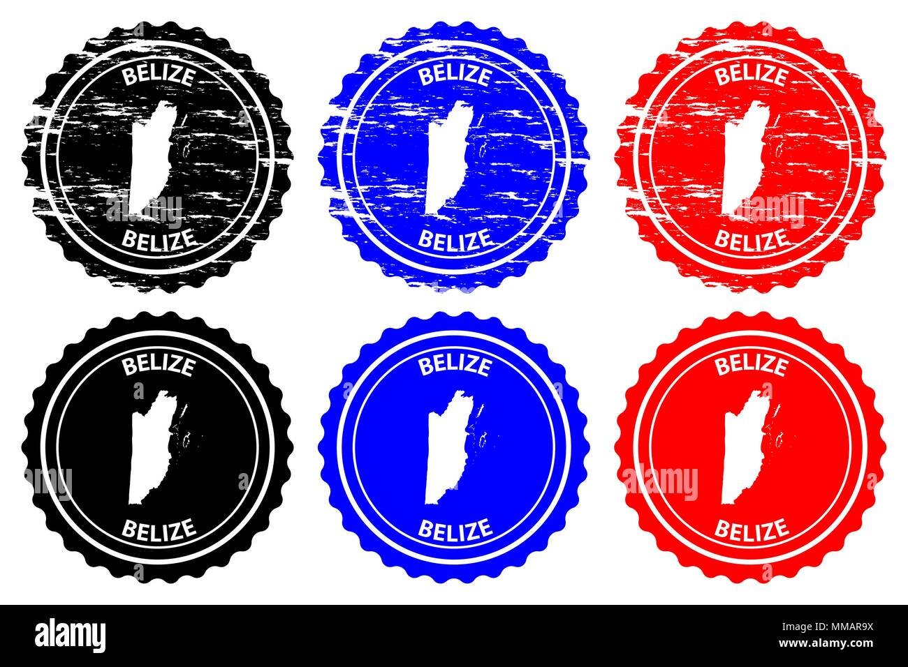 Belize - rubber stamp - vector, Belize map pattern - sticker - black ...